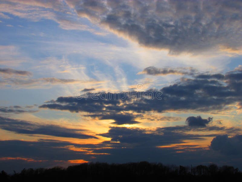 Emotional Sunset Over the Forest Stock Photo - Image of landscape ...