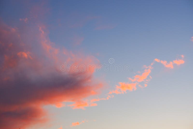 Background. Dramatic Sunset. Red-orange Clouds Against the Blue Sky ...