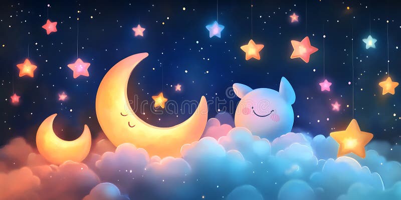 Background for Dreamy Bedtime Themes Stock Illustration - Illustration ...