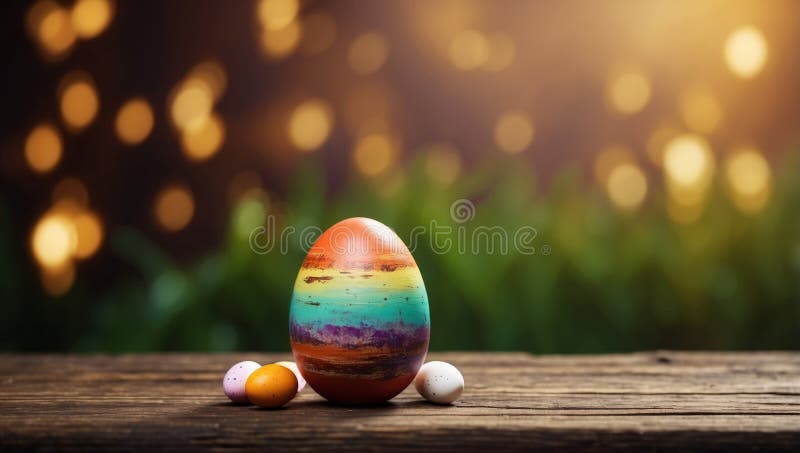 Background of Easter Egg on Rusty Wooden Table Blur Bokeh Nature ...