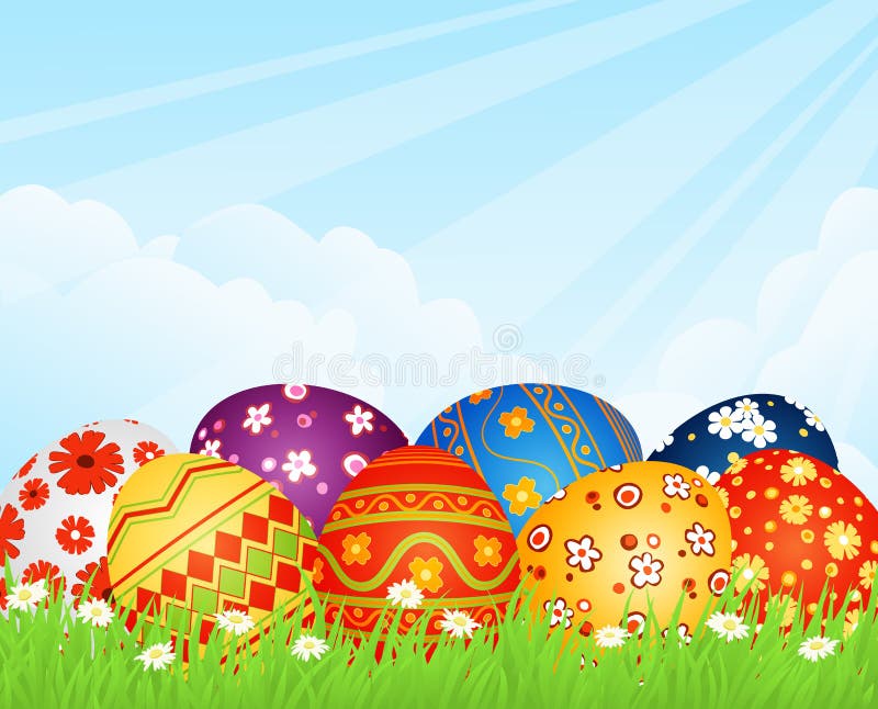 Background with Easter Eggs Stock Vector - Illustration of cloud ...