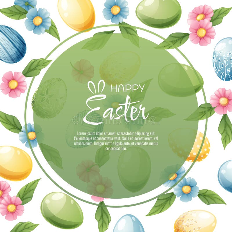Background with Easter Eggs and Flowers. Postcard, Banner for Easter ...