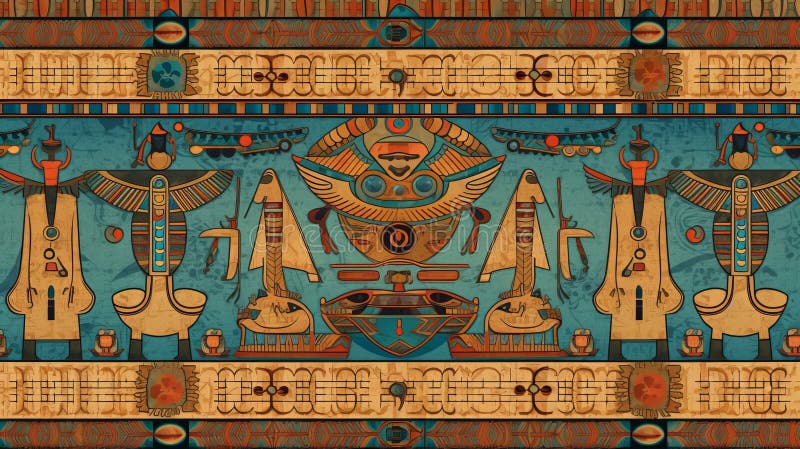 Background with Egyptian Patterns. Generative AI Stock Illustration ...