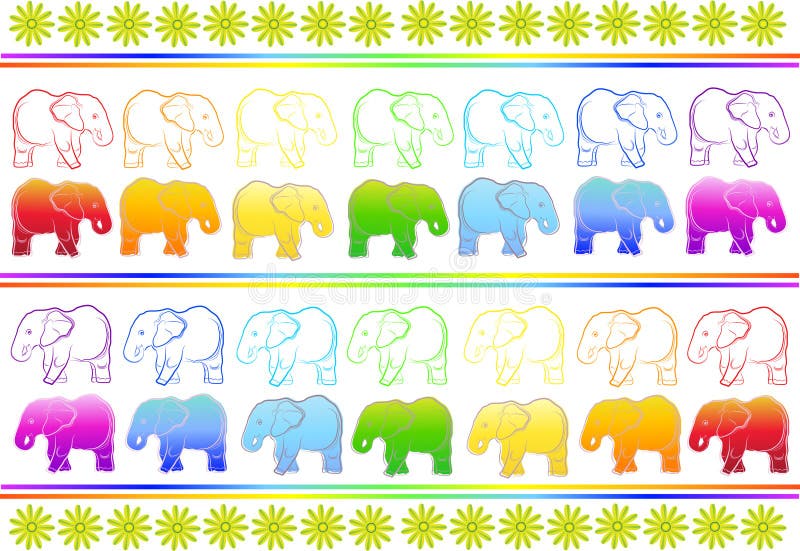 Coloured elephants stock vector. Illustration of stylised - 37808486