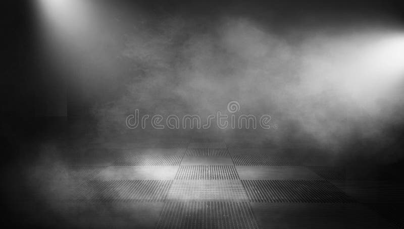 Background Of An Empty Dark Room, Smoke And Dust. Stock Photo - Image ...