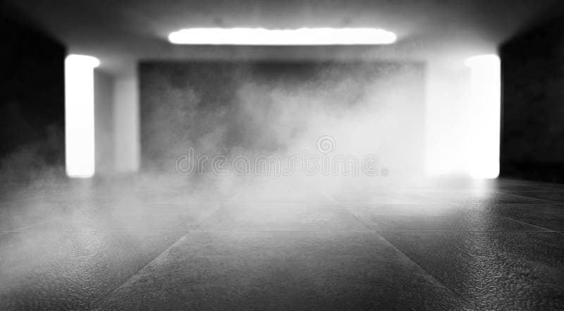 Background of an Empty Dark Room, Smoke and Dust. Stock Image - Image ...