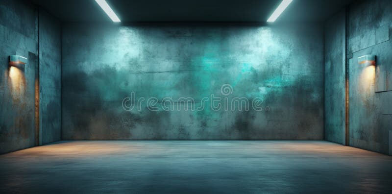 Background of an Empty Dark Room. Empty Walls, Neon Light, Smoke, Glow ...