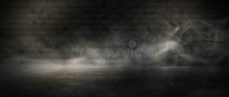 Background of an Empty Dark Room, Smoke and Dust. Stock Photo - Image ...