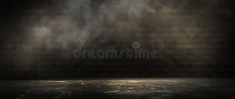 Background of an Empty Dark Room, Smoke and Dust. Stock Photo - Image ...