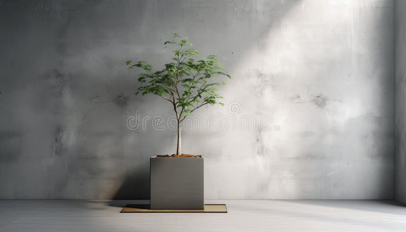 Background of an Empty Loft Room with Concrete Wall, Floor and Large ...