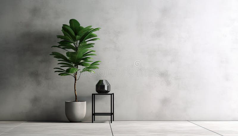 Background of an Empty Loft Room with Concrete Wall, Floor and Large ...