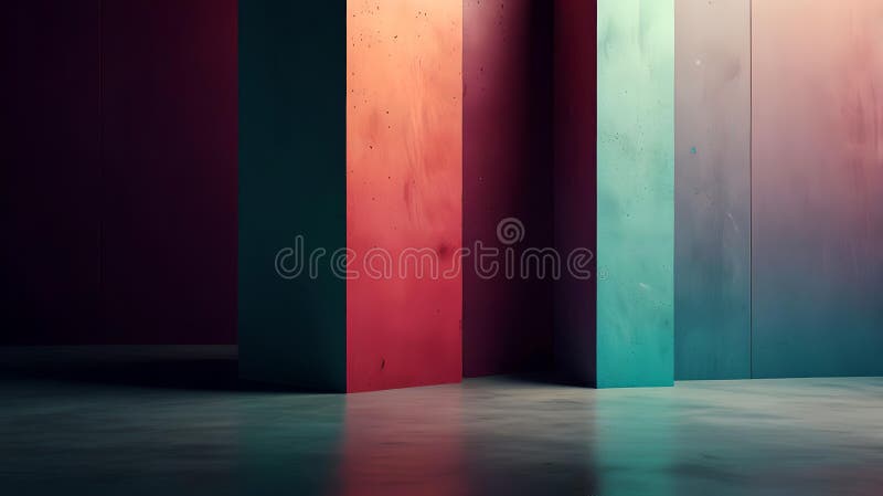 Empty Room with Multicolor Walls and Light Stock Illustration ...