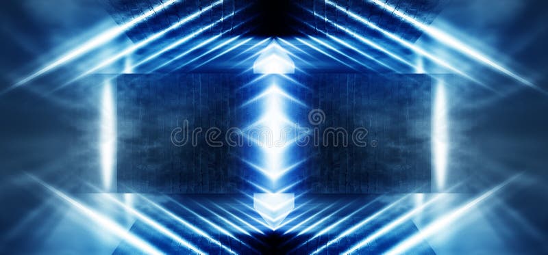 Background of an Empty Room at Night with Smoke and Neon Light. Dark ...