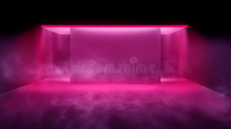 Background of an Empty Room at Night with Smoke and Neon Light. Dark ...