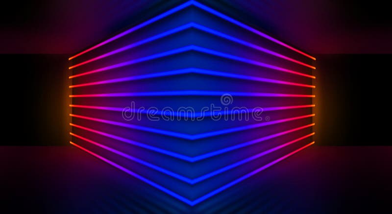 Background of an Empty Room at Night with Smoke and Neon Light. Dark ...