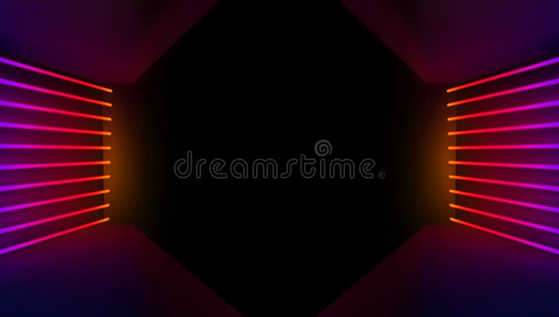Background of an Empty Room at Night with Smoke and Neon Light. Dark ...