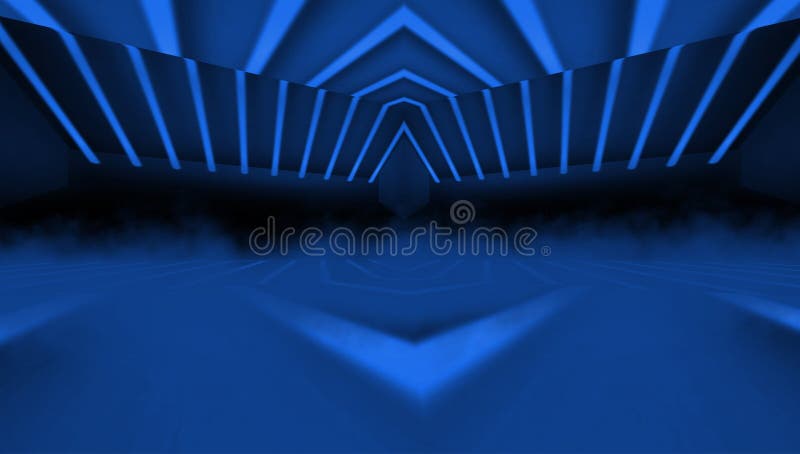 Background of an Empty Room at Night with Smoke and Neon Light. Dark ...