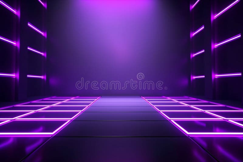 Background of Empty Room with Spotlights and Lights, Abstract Purple ...