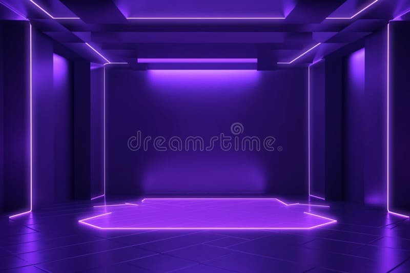 Background of Empty Room with Spotlights and Lights, Abstract Purple ...