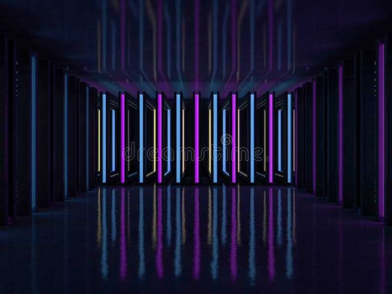 Background of an Empty Room with Walls and Neon Light. Neon Rays and ...
