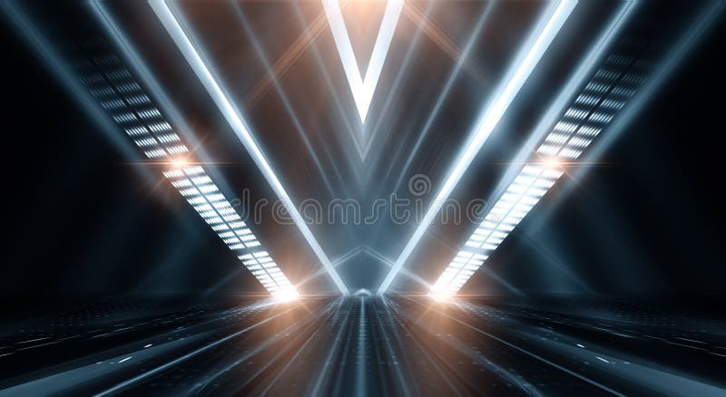 Background of Empty Show Scene. Empty Dark Modern Abstract Neon ...