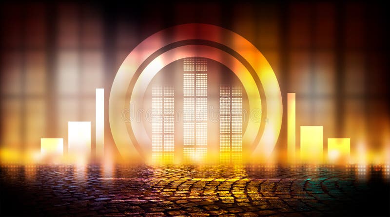 Background of Empty Show Scene. Empty Dark Modern Abstract Neon ...