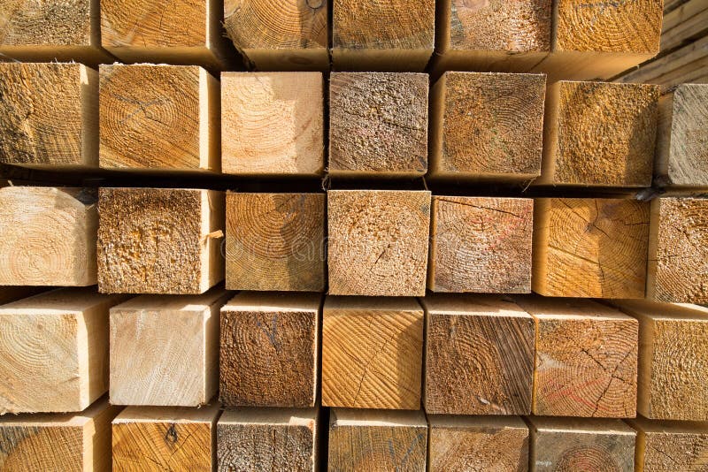 The Background of the Ends of the Edged Softwood Timber is Yellow with ...