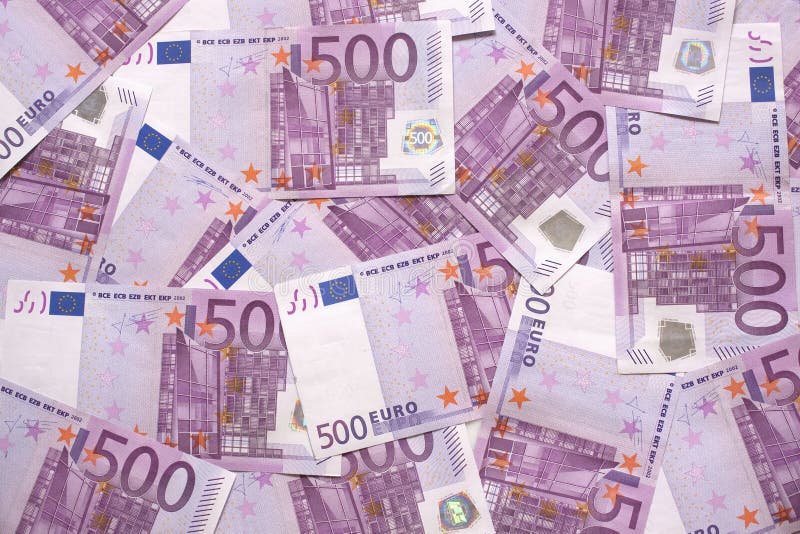 Background of European Currency 500 Notes Stock Image - Image of asset ...