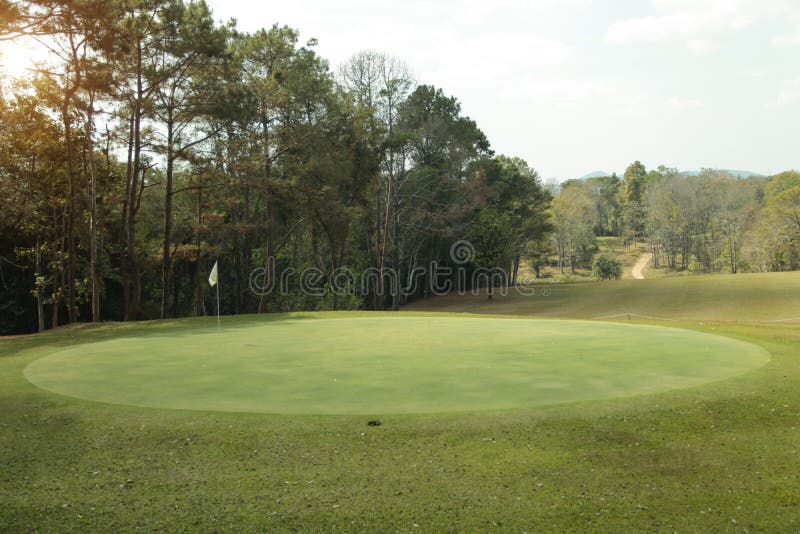 Background of Evening Golf Course Has Sunlight Shining Down at Golf ...