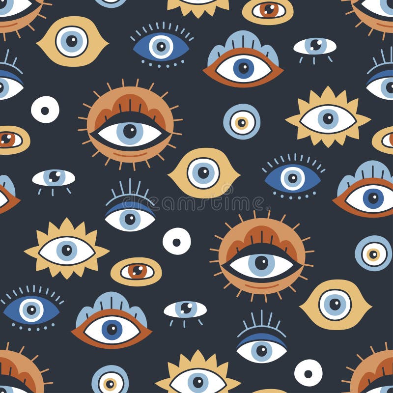 Evil Eye or Turkish Eye Symbols and Icons Set. Modern Amulet Design and ...