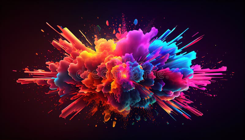 Background of Exploding Colors on Canvas Oil Painting AI Generative ...