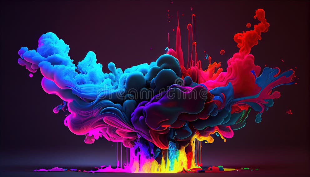 Background of Exploding Colors on Canvas Oil Painting AI Generative ...