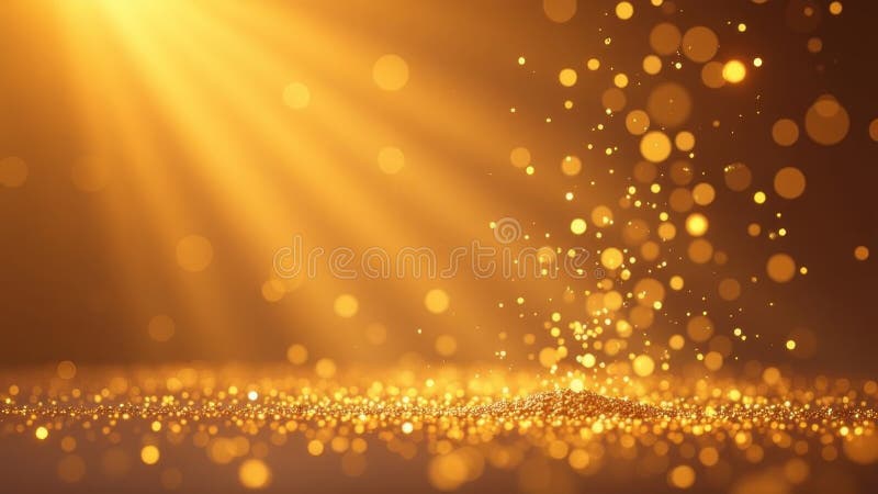 Background with Falling Golden Glitter Particles. Golden Confetti ...