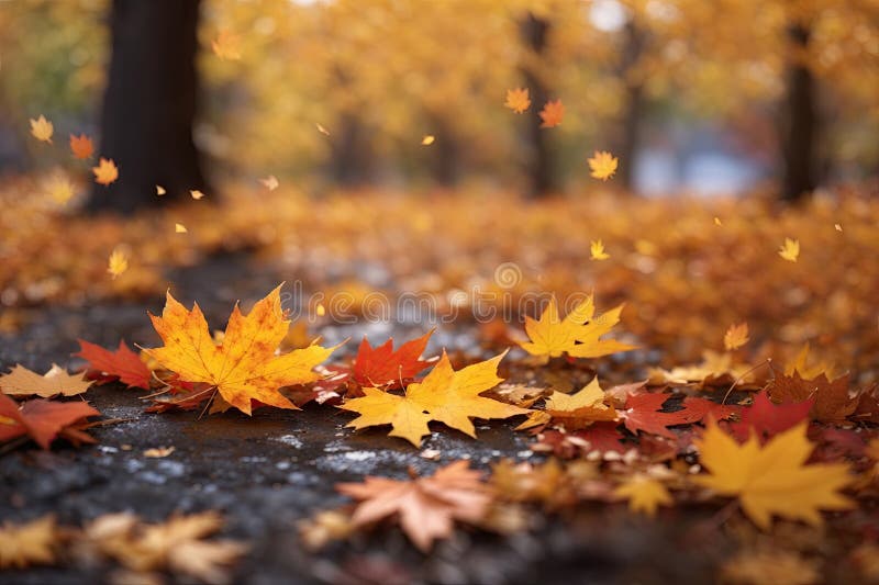 Background of Falling Maple Leaves. Ai Generative Stock Illustration ...