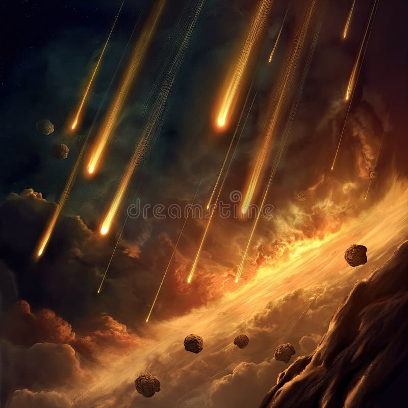 Background of Falling Meteorites in the Sky Stock Image - Image of ...