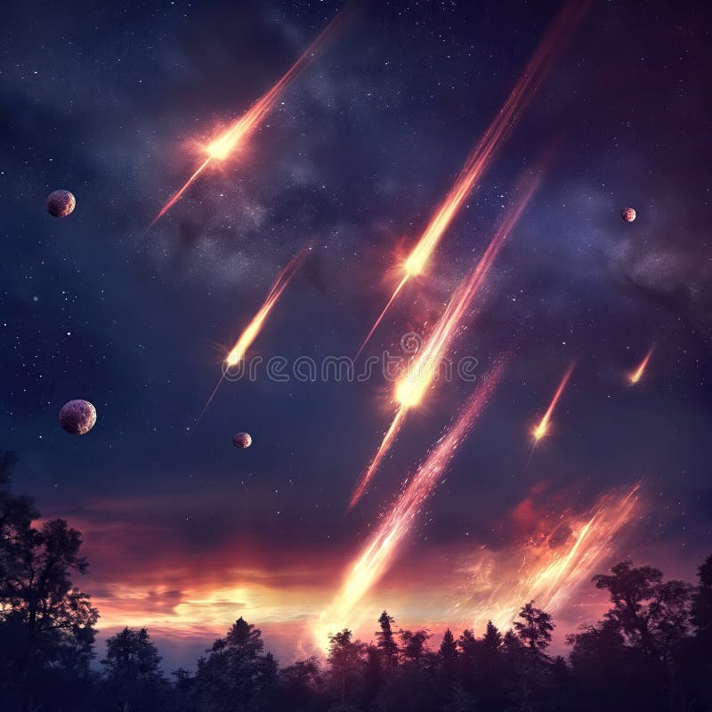 Background of Falling Meteorites in the Sky Stock Image - Image of ...