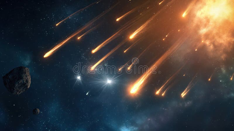 Background of Falling Meteorites in the Sky Stock Photo - Image of ...