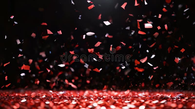 Background with Falling Red Glitter Particles. Falling Red Confetti ...