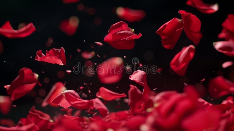 Background with Falling Red Rose Petals on Black Stock Photo - Image of ...