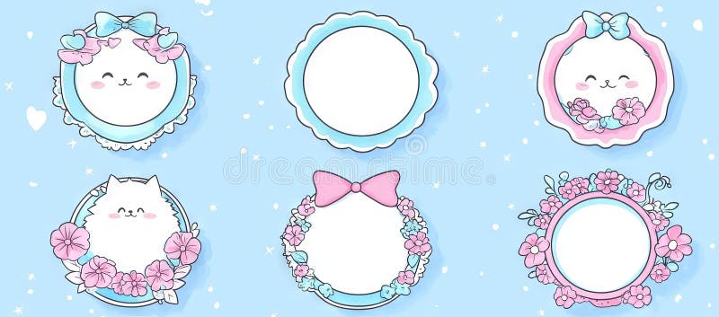 The Background Features a Cute Minimalist Cartoon Style Frame Border ...