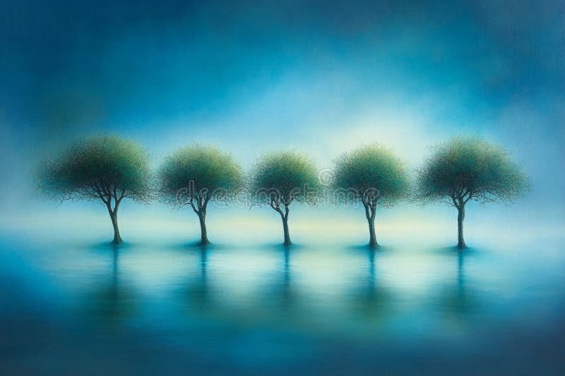 The Background Features a Decorative Landscape of Misty Trees ...