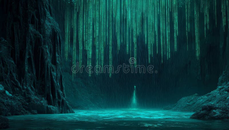 The Background Features a Green Matrix with a Futuristic Dots Pattern ...