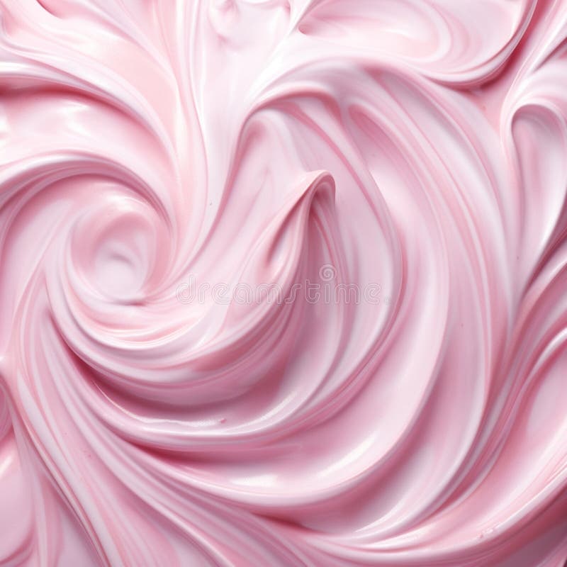 The Background Features a Smooth Texture of Pink Yogurt Swirling Photo ...