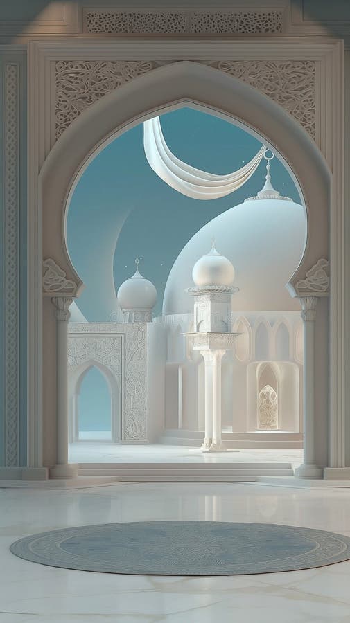 Most Beautiful Mosque Art Style. Ramadan 3D Wallpaper, a Mosque and ...
