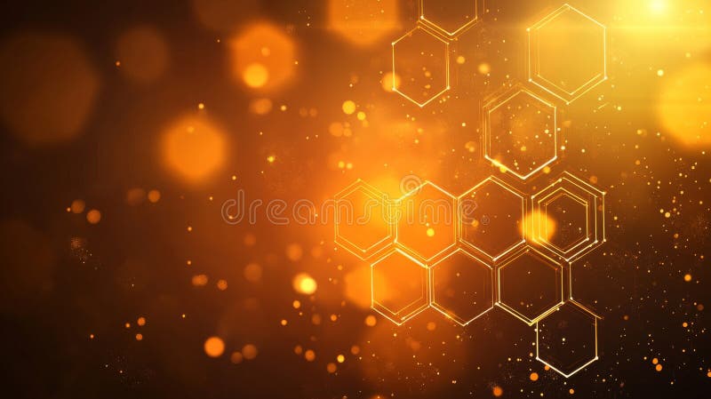 Background Featuring an Abstract Orange Hexagon Network with Lines and ...