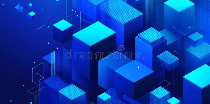 Background Featuring Blue Isometric Cube or Boxes in a Random Shifted ...