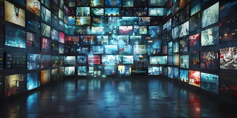 Background Featuring Digital Media Wall of Screens, Digital Media Wall ...