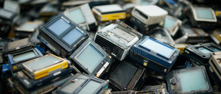 Electronic Waste Mountain Stack of Discarded Computer Screens and ...