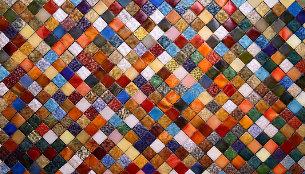 A Background Featuring a Mosaic Crafted from Numerous Small Tile Pieces ...