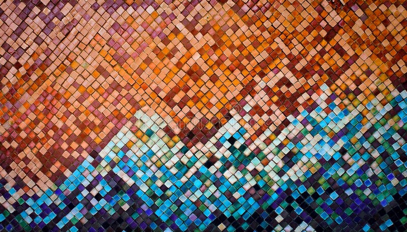 A Background Featuring a Mosaic Crafted from Numerous Small Tile Pieces ...